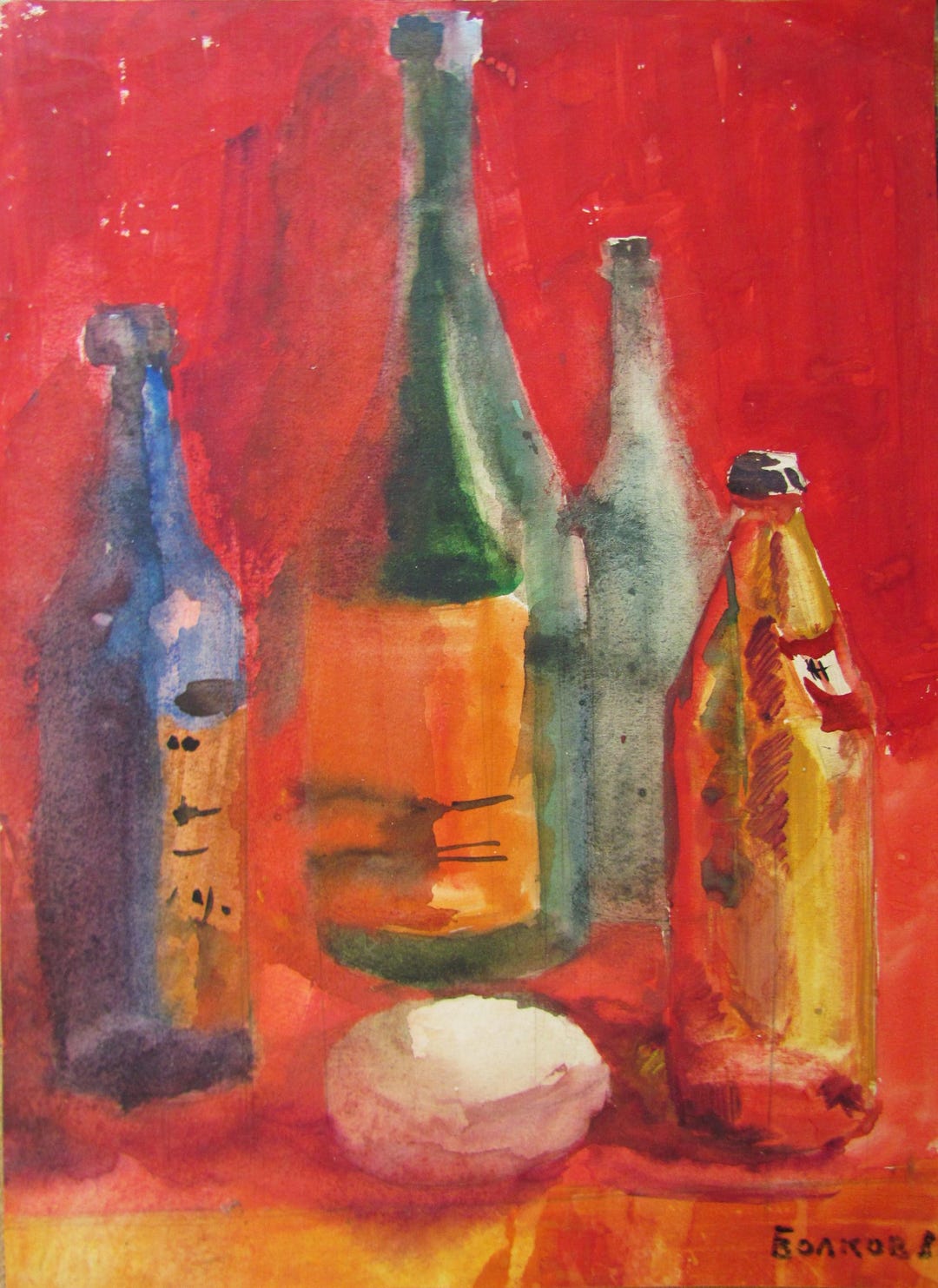 Still Life With Bottles and Eggs,glass Bottle Still Life Painting ...
