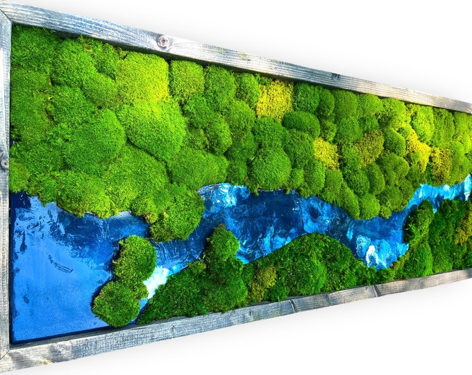 Resin Wall Decor Textured Wall Art Resin Ocean. Mood Moss Art Preserved ...