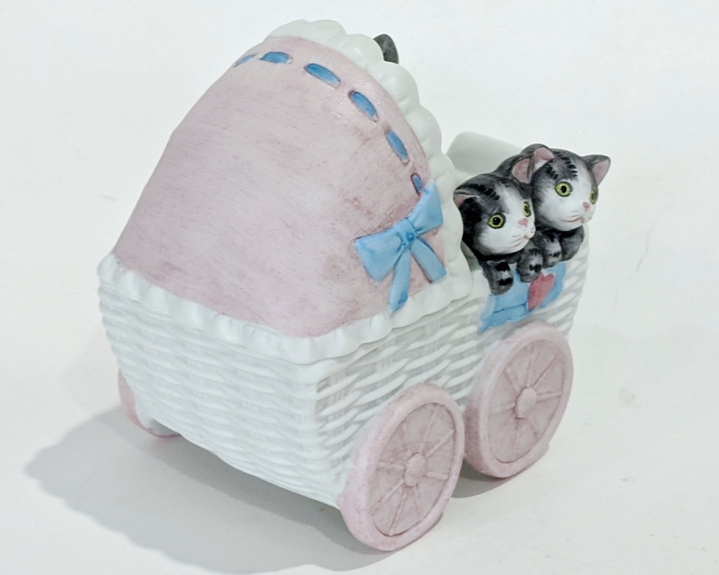 Cat Music Box it's a Small World Kittens Baby Carriage Ceramic Pink ...