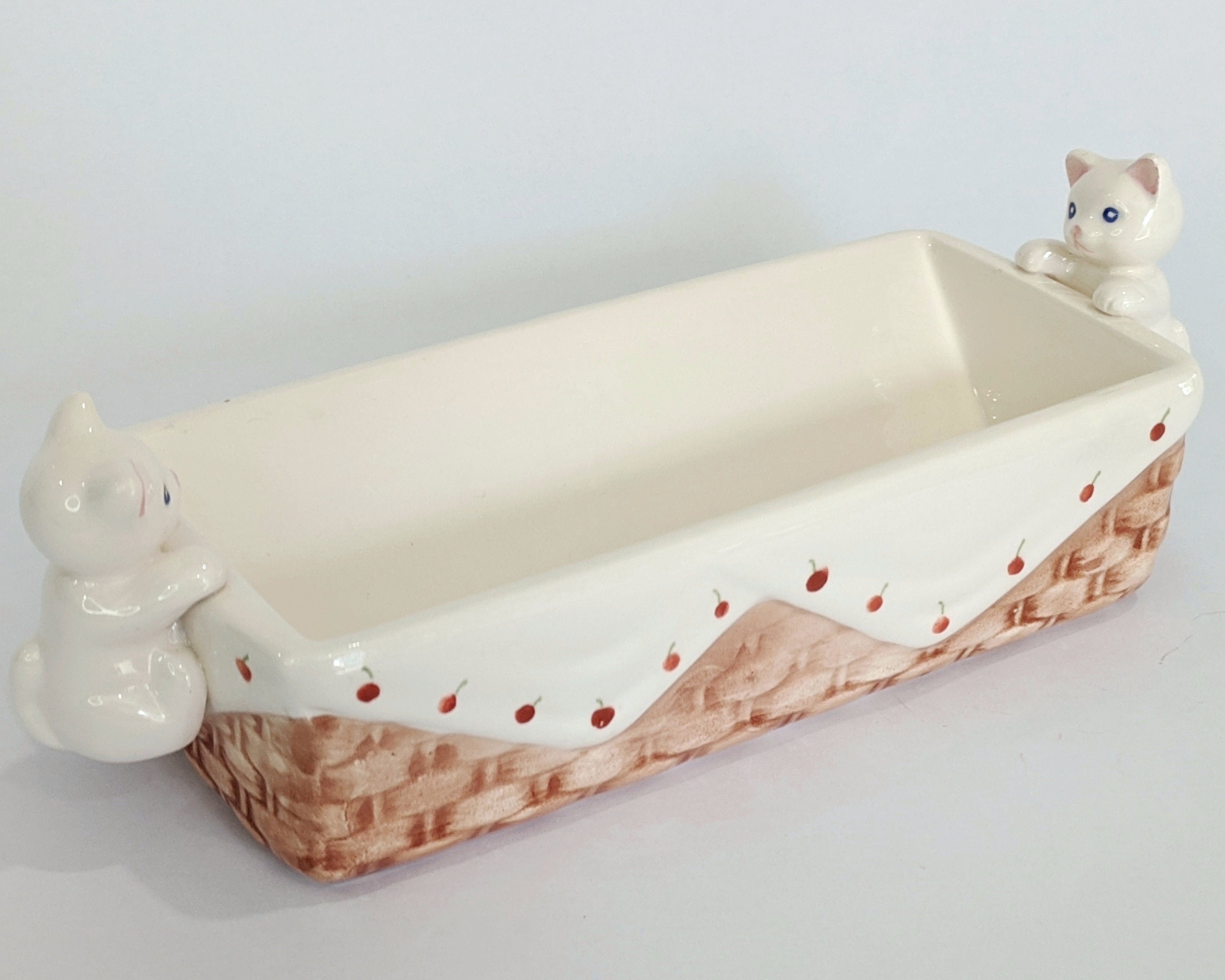 Cat Serving Dish Cracker Tray White Kittens Figurines - Etsy