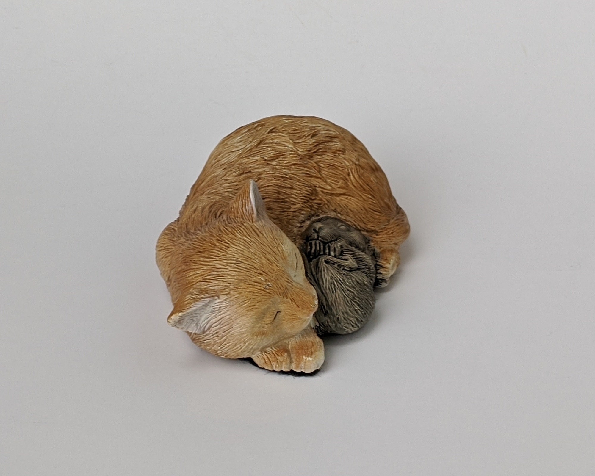 Cat Figurine Ginger Kitty Gray Mouse Hand Painted Resin Statue - Etsy