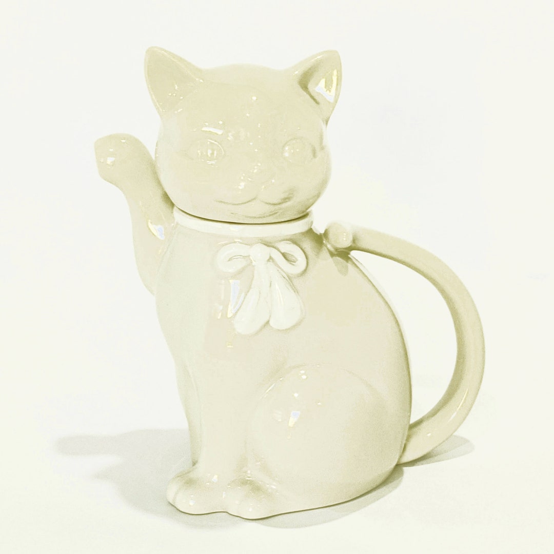 Cat Teapot Gray Kitten Tea Server Paw Pour Spout Tail Handle Cat Lovers ...