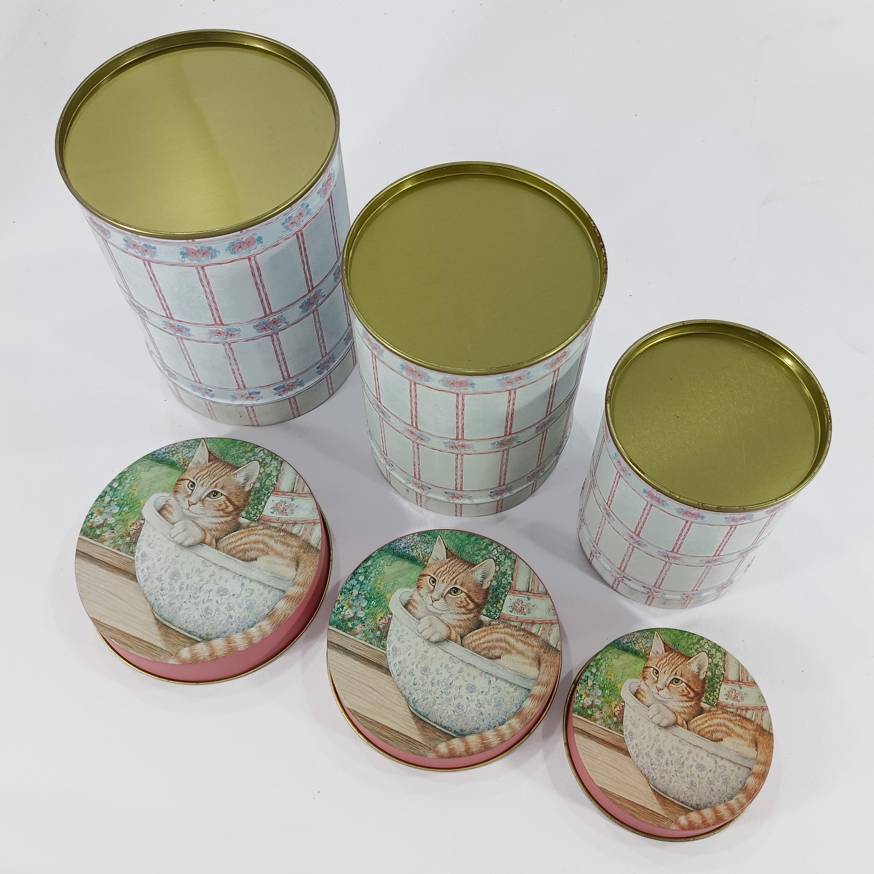 Cat Canister Set: Tiger Kitten–pastel Blue Pink Tins–set of 3–vintage ...