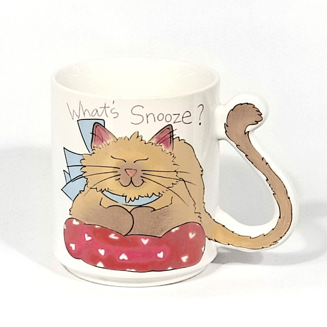 Cat Mug Siamese Cat Sleepy Cat what's Snooze Cat Tail Handle Ceramic 8 ...