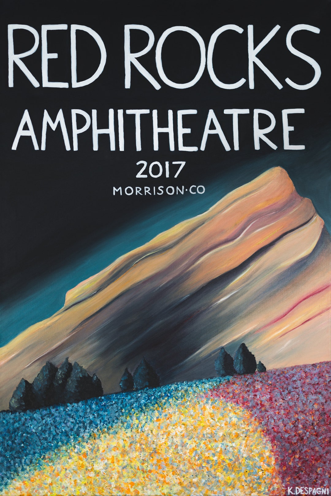 Red Rocks Amphitheatre, Lights of Red Rocks, Painting of Red Rocks - Etsy