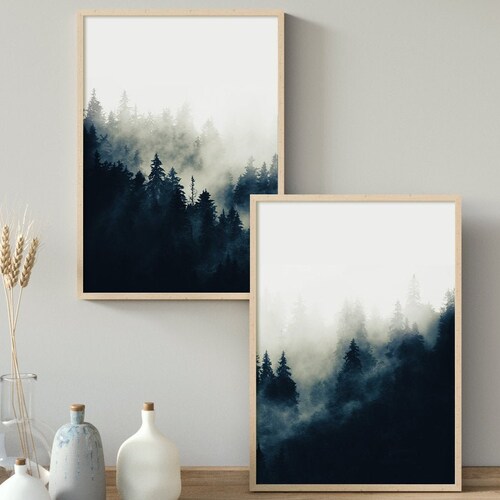 Set of 2 Forest Painting Prints Forest Watercolor Art Foggy - Etsy ...