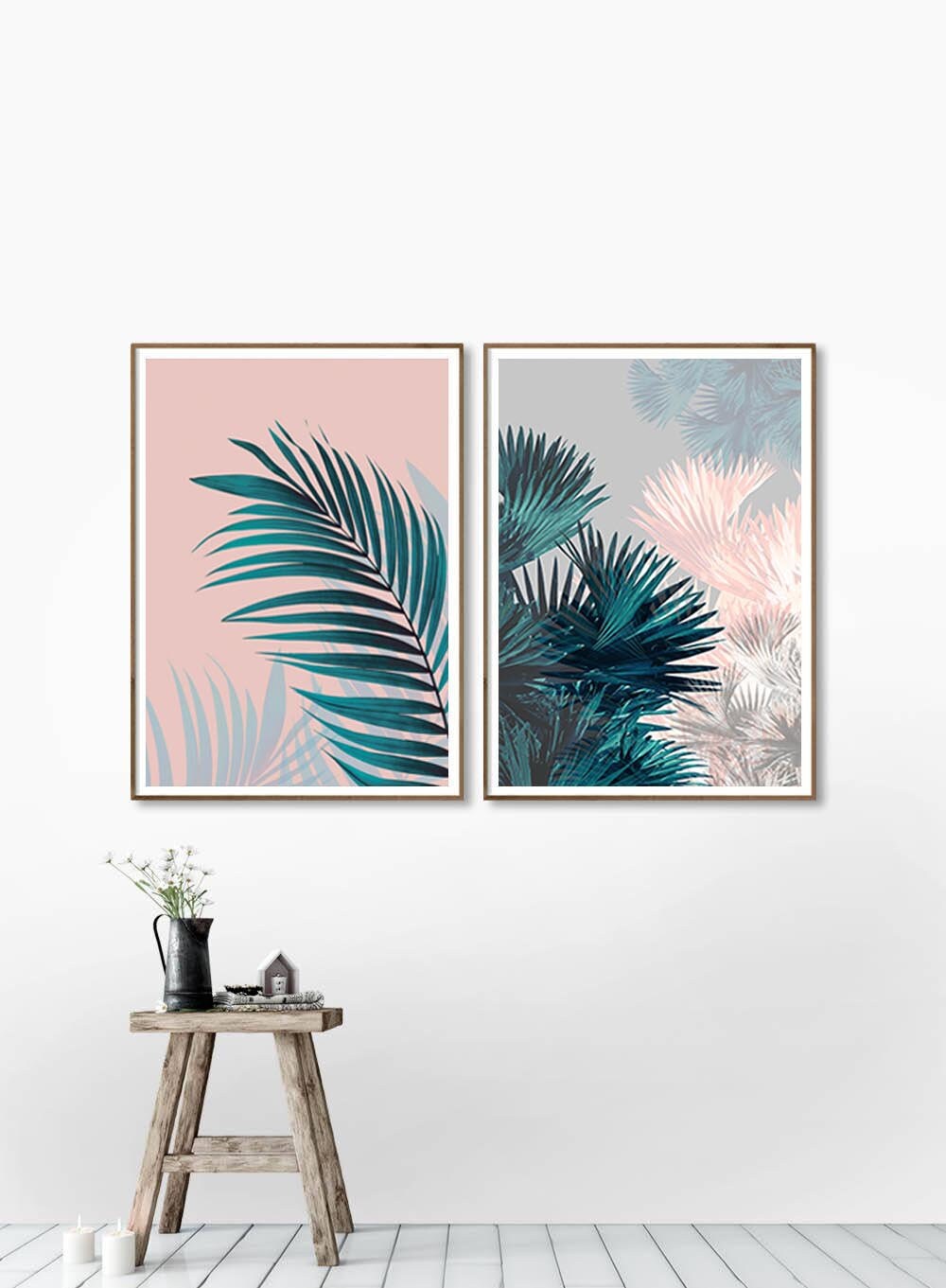 Set of 2 Tropical Print Tropical Poster Leaf Prints Palm - Etsy