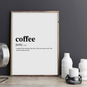 Coffee Definition Print, Coffee Definition Poster, Quote Print, Coffee ...