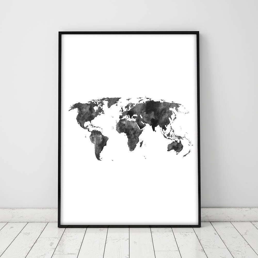 World Mapminimalistworld Map Posterworld Map Printwall | Etsy