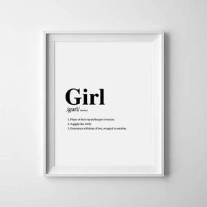 Girl Definition Print, Definition Print, Quote Print, Wall Decor ...