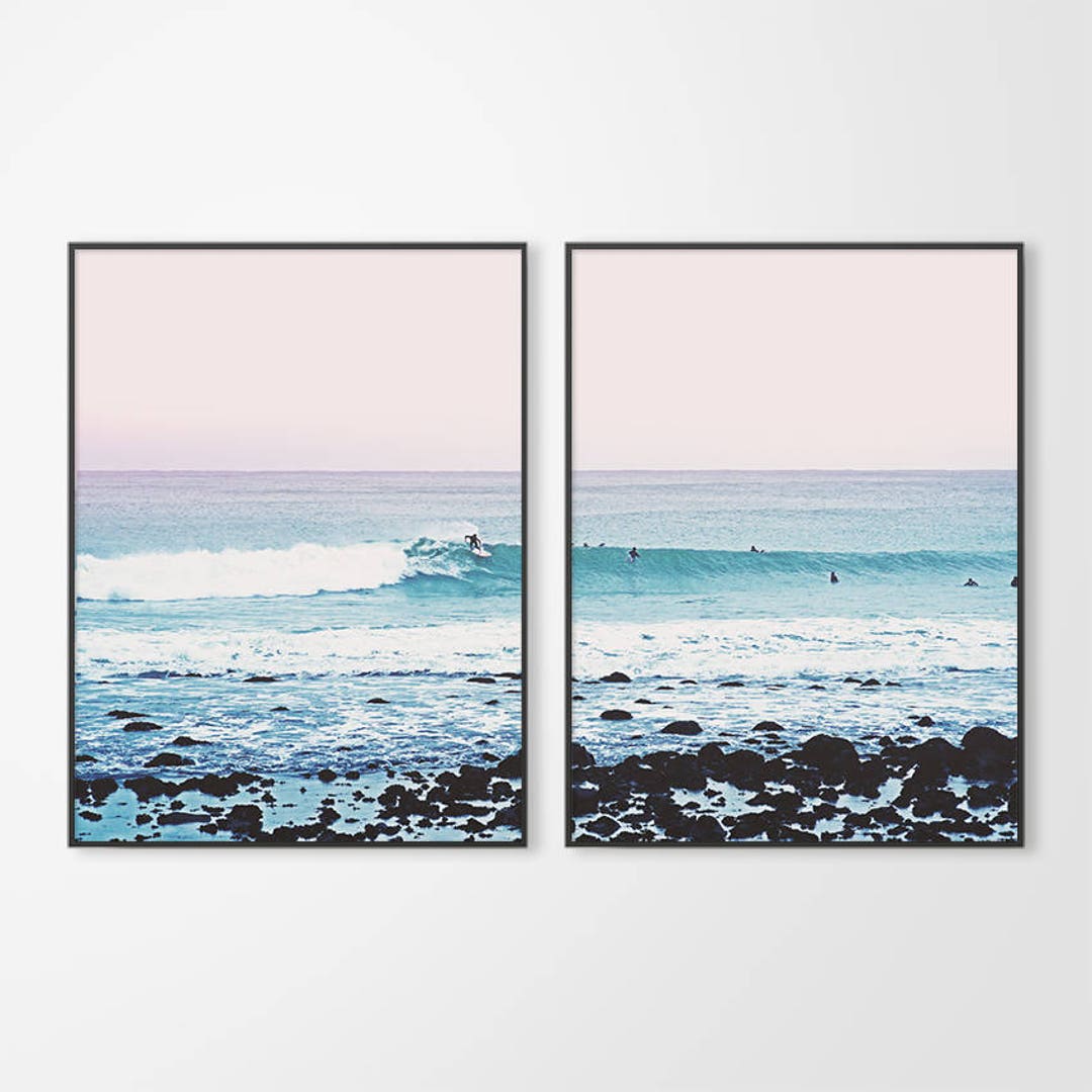 Set of 2 Ocean Print, Ocean Beach Poster, Ocean Waves Poster, Printable ...