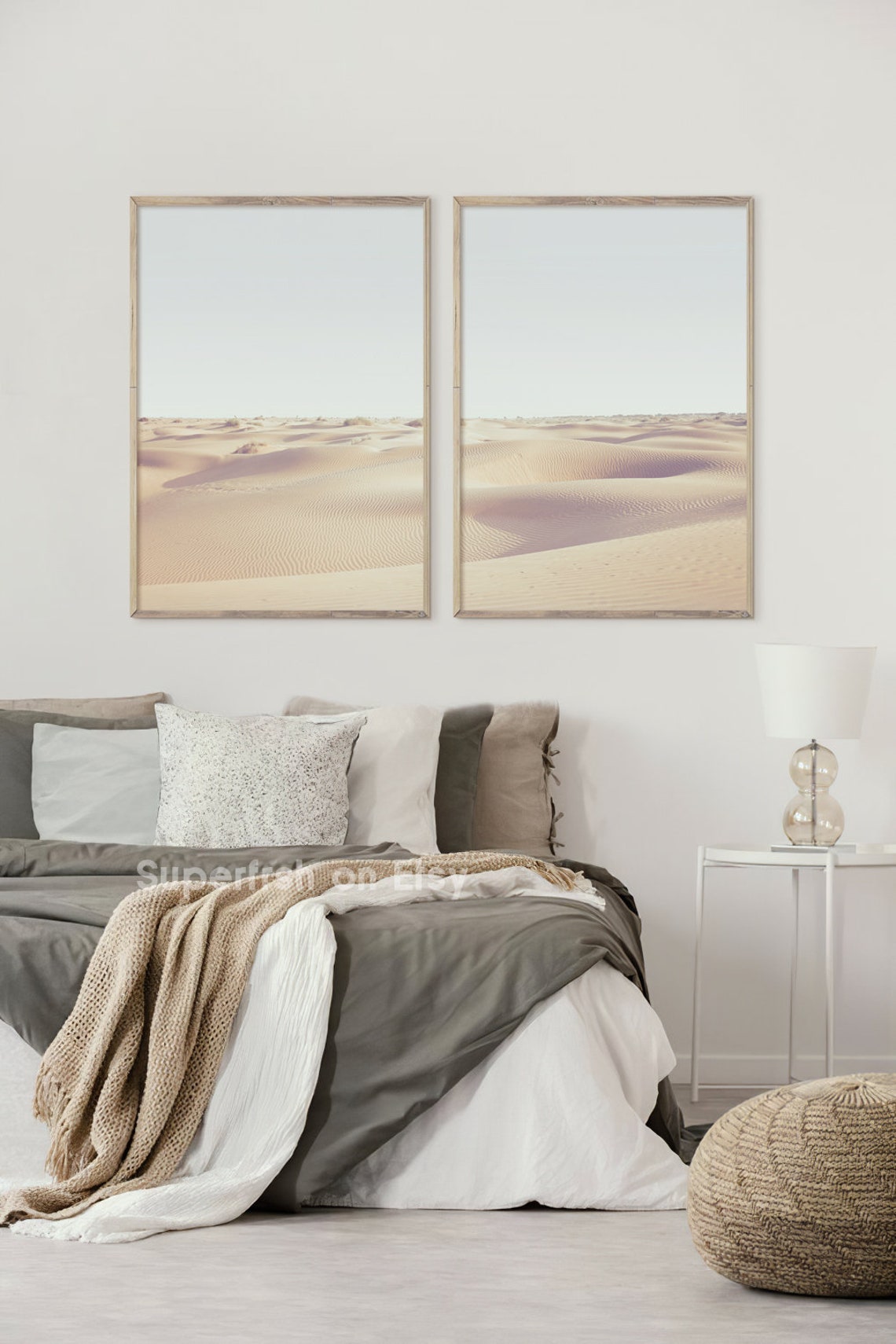 Beige Desert Print Set Set of 2 Desert Prints Pastel Desert - Etsy