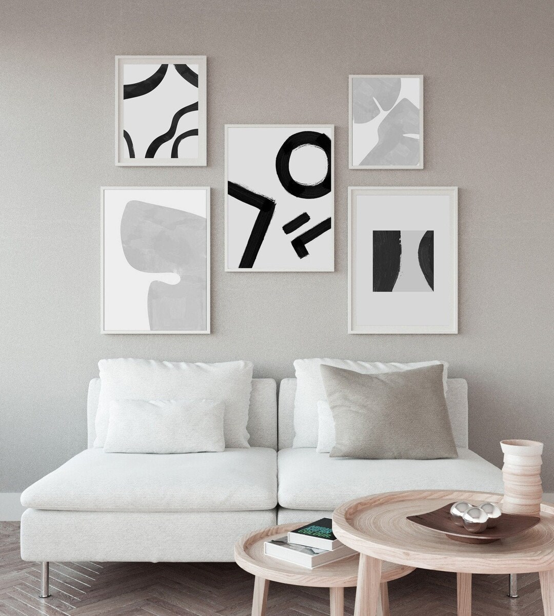Abstract Print Set, Minimalist Poster, Set of 5 Prints, Large Print ...