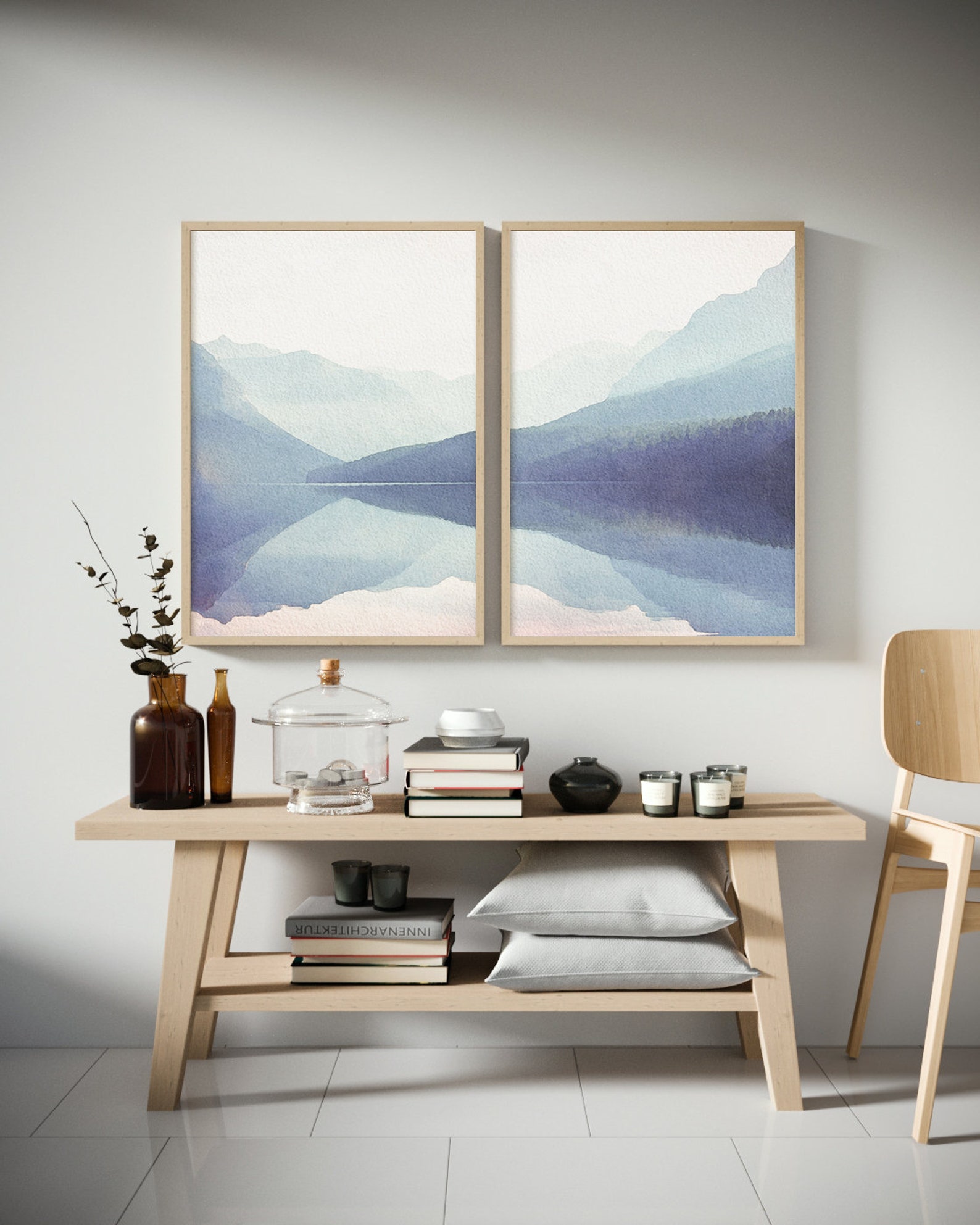 Lake Watercolor Painting Prints Mountain Print Landscape - Etsy