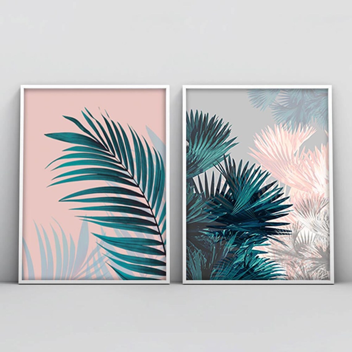 Set of 2 Tropical Print Tropical Poster Leaf Prints Palm - Etsy