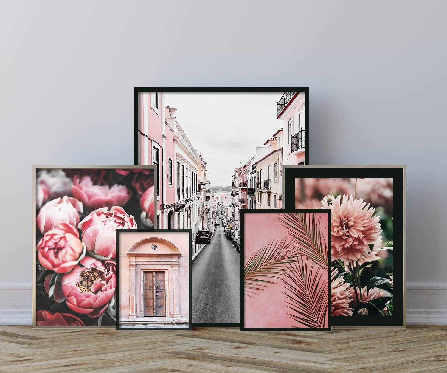 Floral Print Set Pink Green Wall Art Set of 5 Prints Large | Etsy