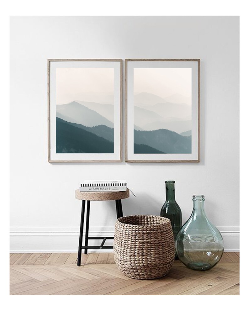 Set of 2 Mountain Poster Landscape Print Scandinavian Print | Etsy