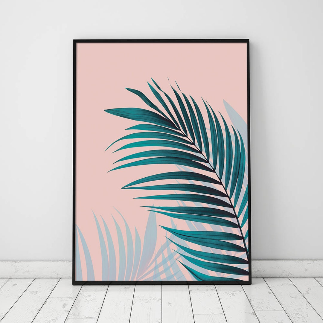 Pink Pastel Palm Leaf Print Palm Leaf Print Botanical Decor - Etsy