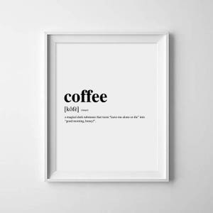 Coffee Definition Print, Coffee Definition Poster, Quote Print, Coffee ...
