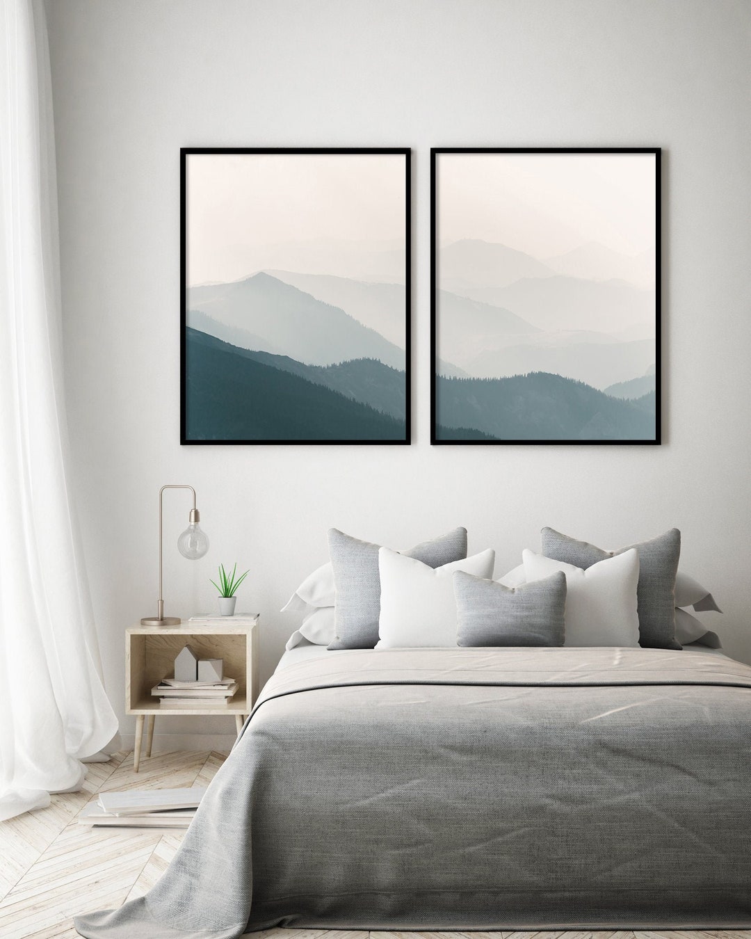 Set of 2 Mountain Poster, Landscape Print, Scandinavian Print ...