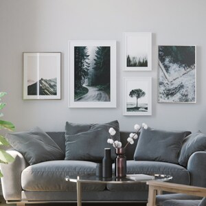 Forest Print Set, Mountain Set, Set of 5 Prints, Large Print, Landscape ...