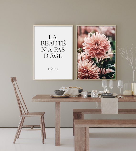 Rose Gold Print Flower Wall Art Set of 2 Prints Large | Etsy