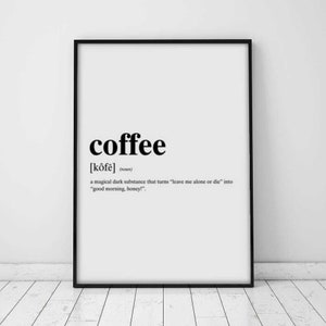 Coffee Definition Print, Coffee Definition Poster, Quote Print, Coffee ...
