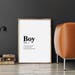 Boy Definition Print, Definition Print, Quote Print, Wall Decor ...