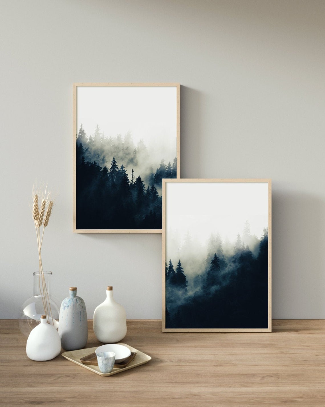 Landscape Print Set Set of 2 Forest Prints Printable Wall | Etsy