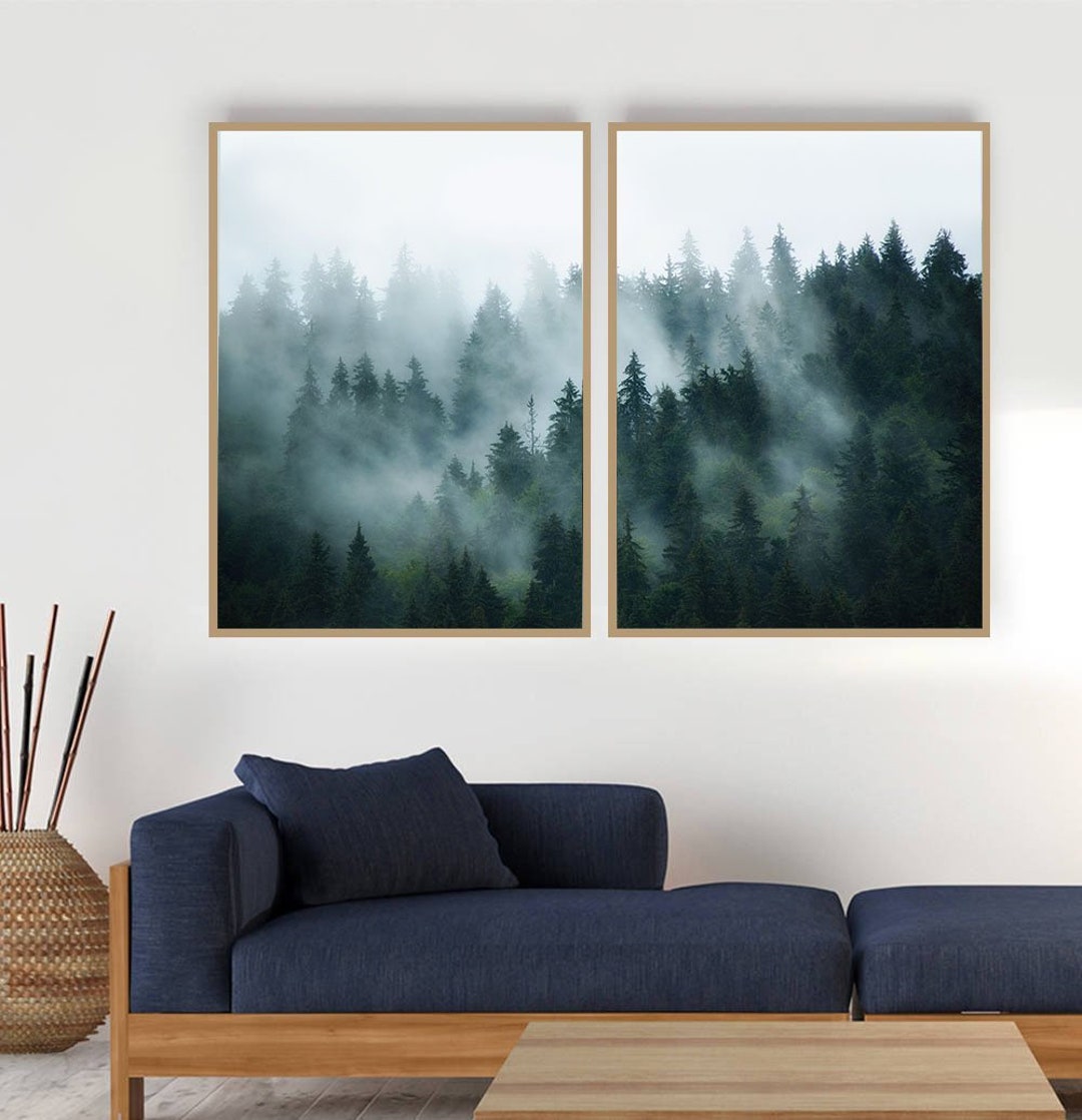 Landscape Prints,forest Print Set,set of 2 Forest Wall Art, Printable ...