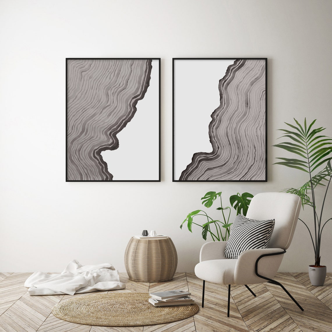 Tree Ring Wall Art Kinfolk Decor Wood Prints Watercolor - Etsy