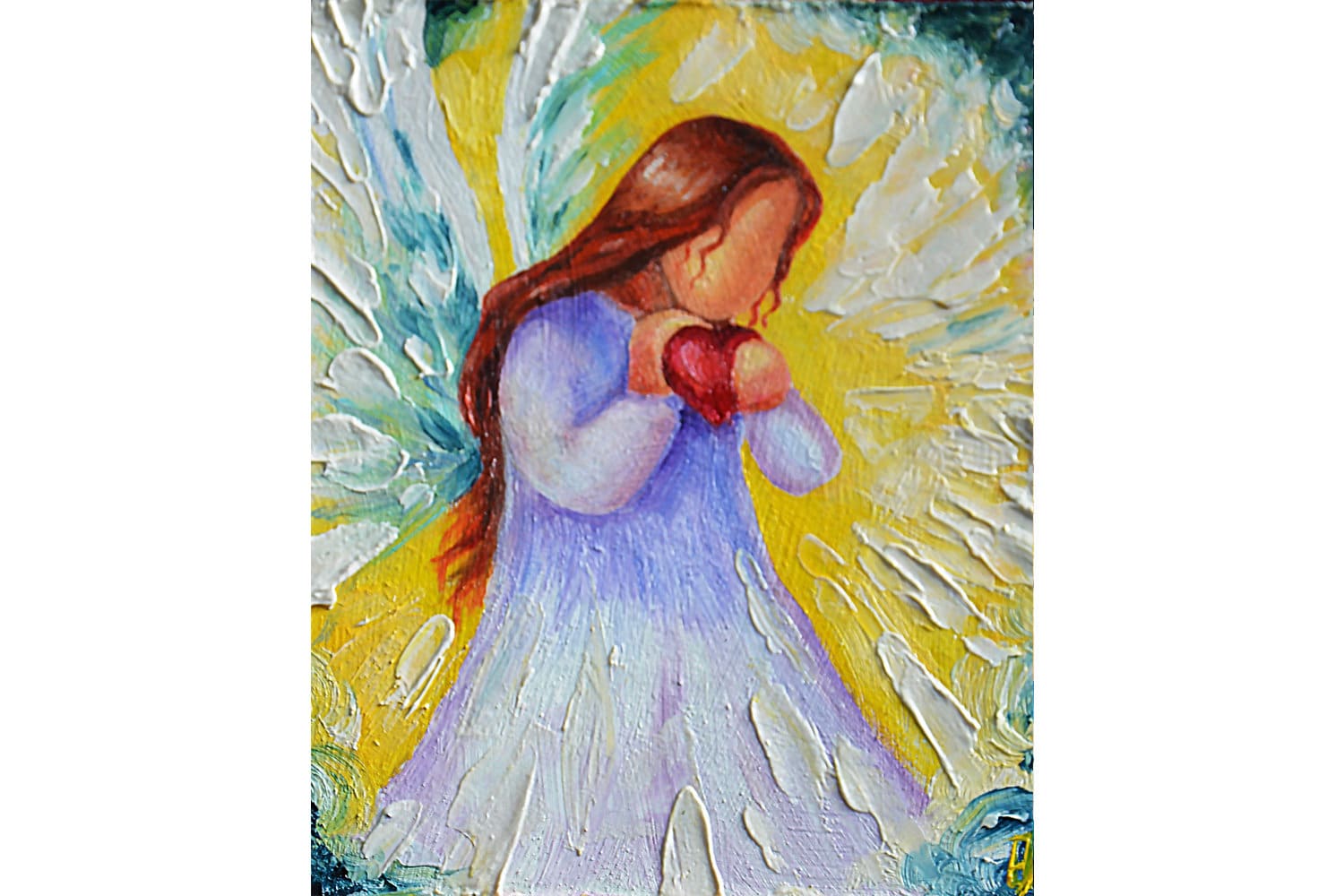 Angel Painting, Angels Art Original Oil Painting Angel With Heart ...