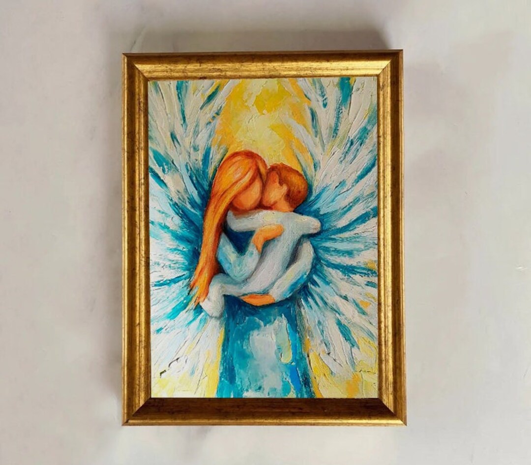 Angel Painting Angels Hugs Original Painting Mum Baby Painting Infant ...