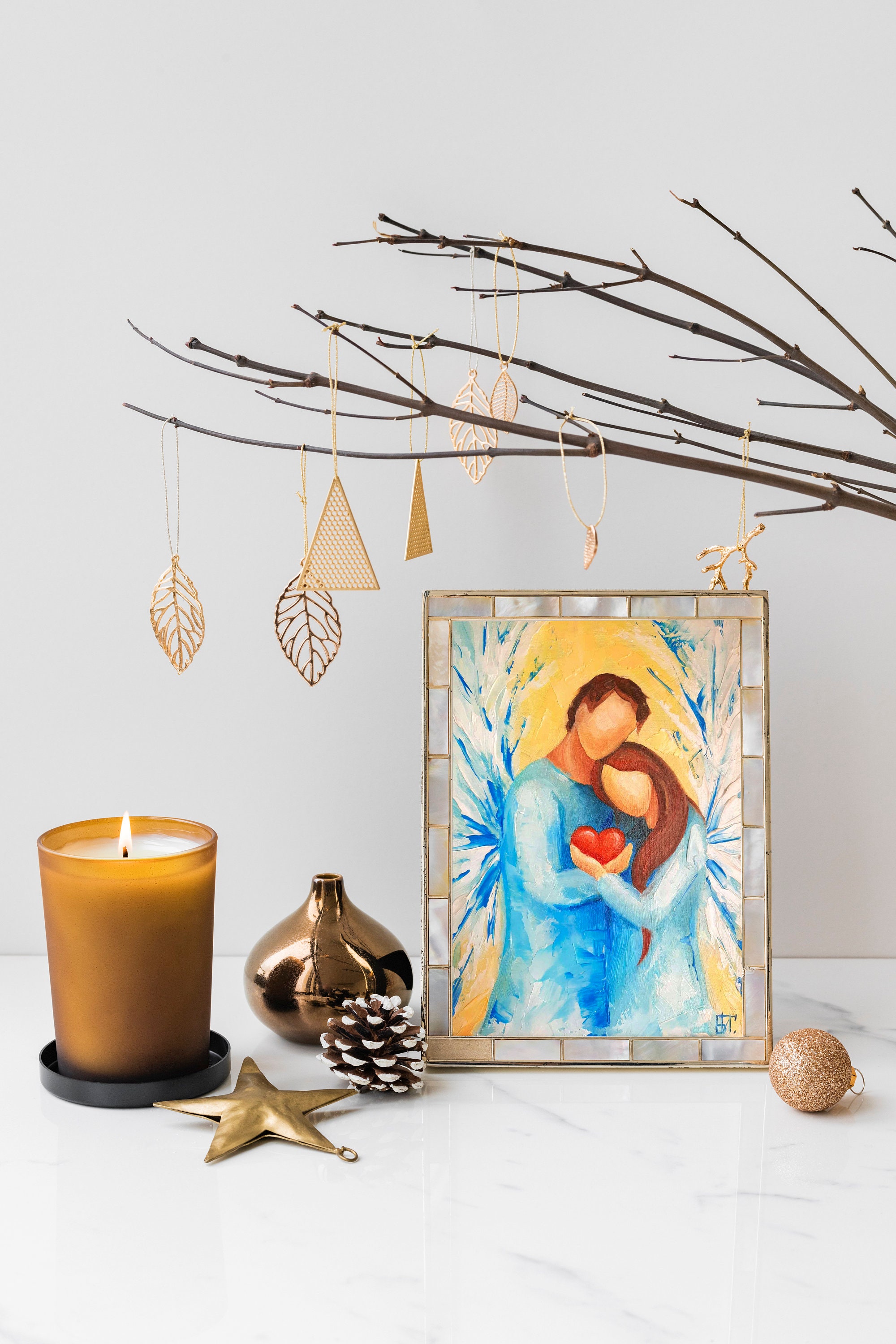 Angels Painting, Couple Art, Angels in Love, Christmas Angel With Heart ...