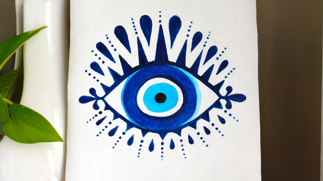 Evil Eye Original Oil Painting: Turkish Blue Eye Oil Art, Protection ...