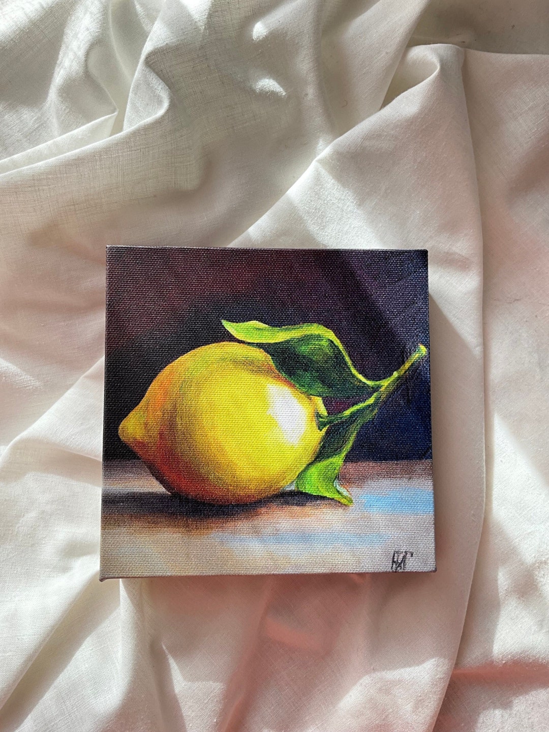 Lemon Oil Painting Lemon Canvas Print, Small Art Print Still Life Lemon ...