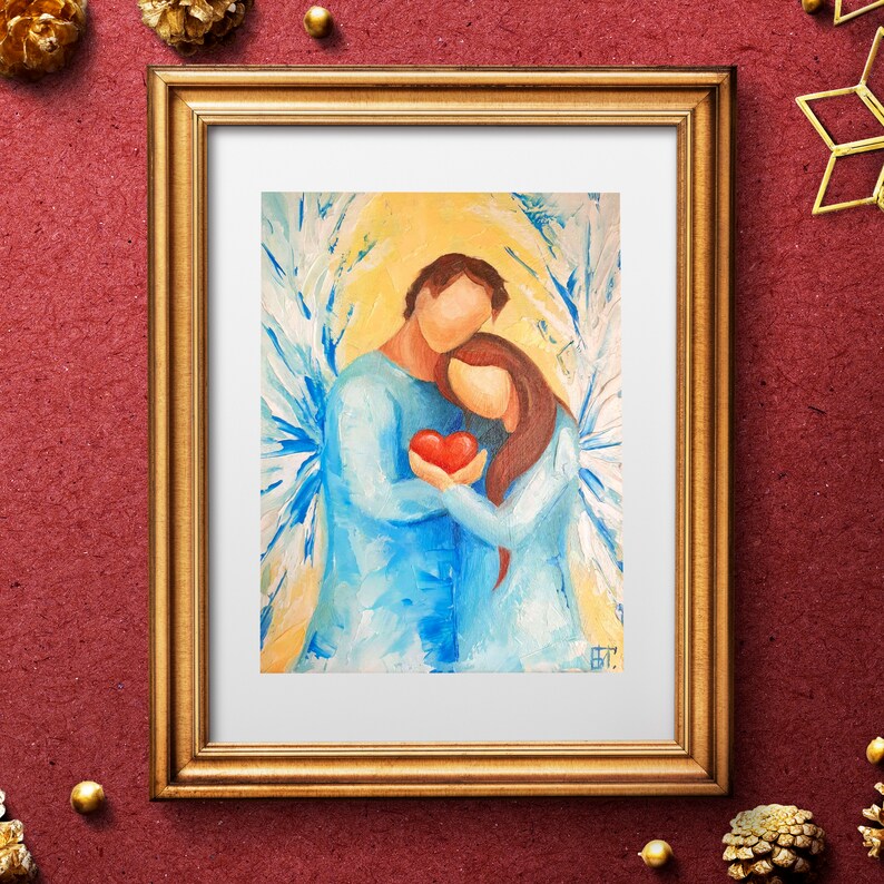 Angels Painting Couple Art Angels in Love Christmas Angel | Etsy