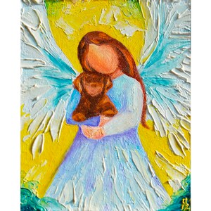 Angel Painting, Angel With Dog Christmas Angels Art, Guardian Angel of ...