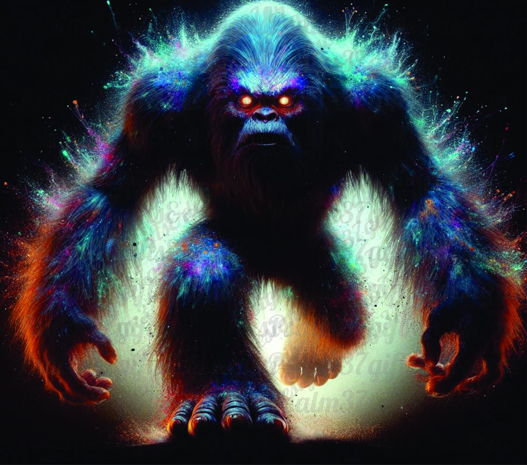 Big Foot Png Jpg Pdf Sasquatch Yeti Monster Starburst Effect ...