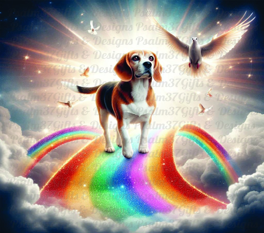Beagle Crossing Rainbow Bridge Png Sublimation Memorial Pillows ...