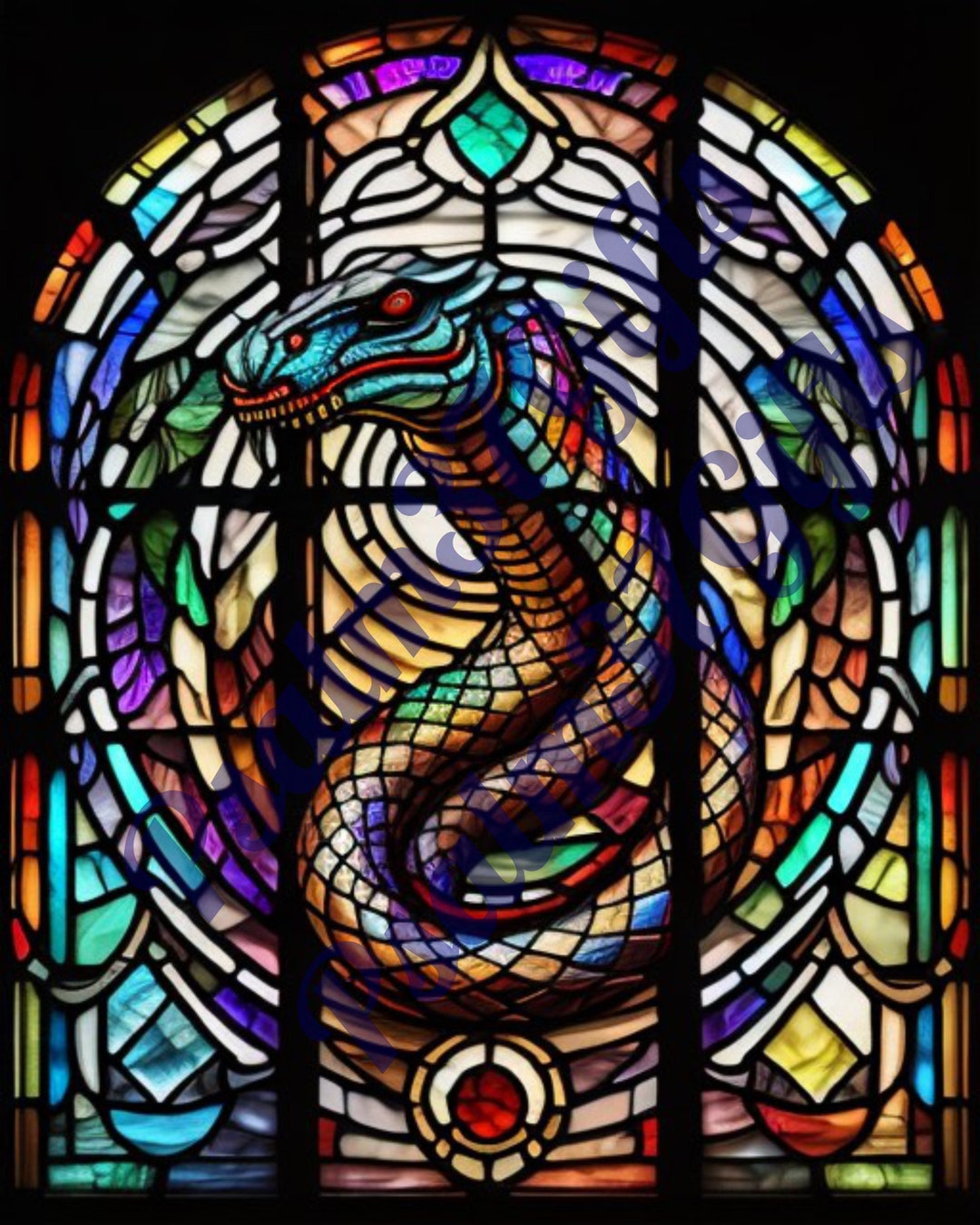 Stained Glass Snake Graphic PDF Jpeg PNG Sublimation Digital Instant ...