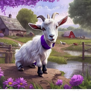 Baby Goat Purple Daisies Png 20 0z Skinny Tumbler Wrap Country Setting ...