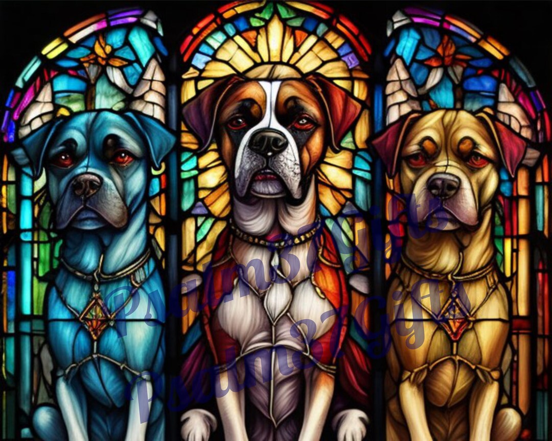 Stained Glass Boxer Sublimation Graphic PDF Jpeg PNG Instant Download ...