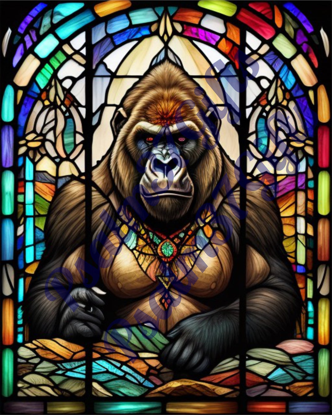 Stained Glass Gorilla Graphic PDF Jpeg PNG Sublimation Background ...