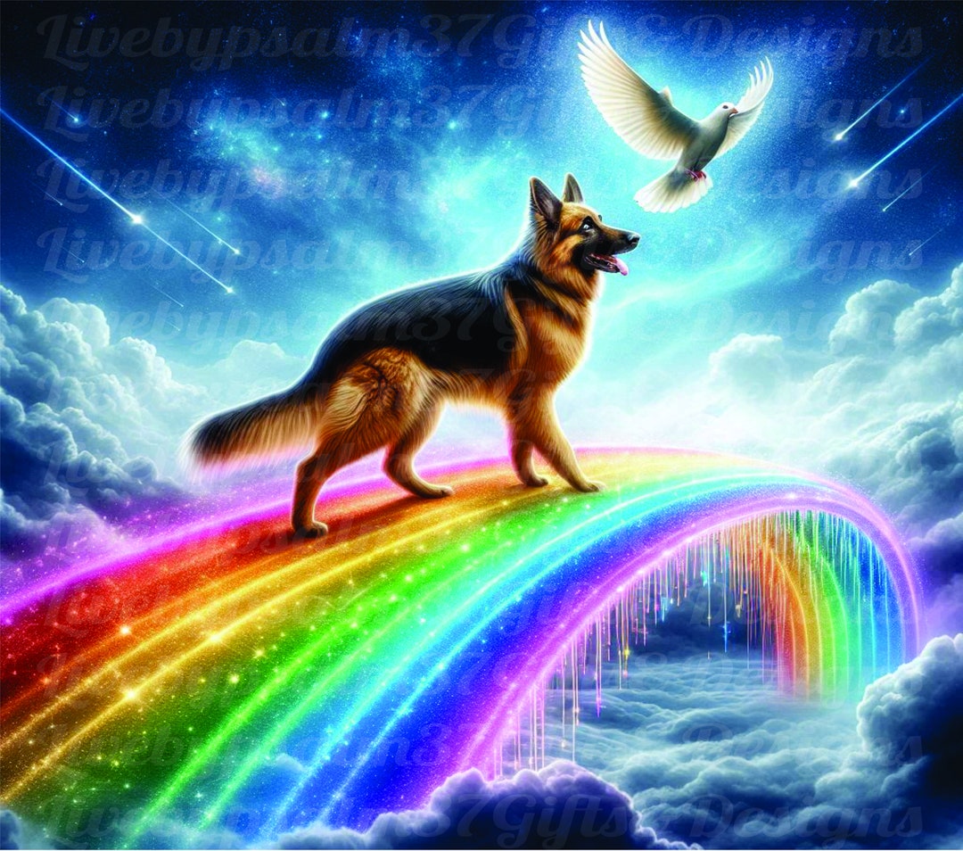 German Shepherd Crossing Rainbow Bridge Png Sublimation Memorial ...