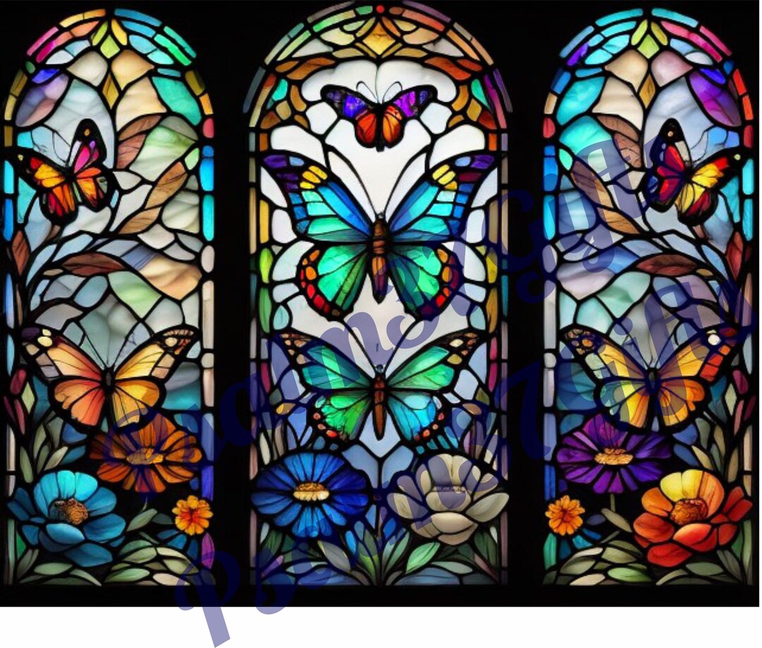 Stained Glass Butterfly Graphic PDF Jpeg PNG Sublimation Digital ...