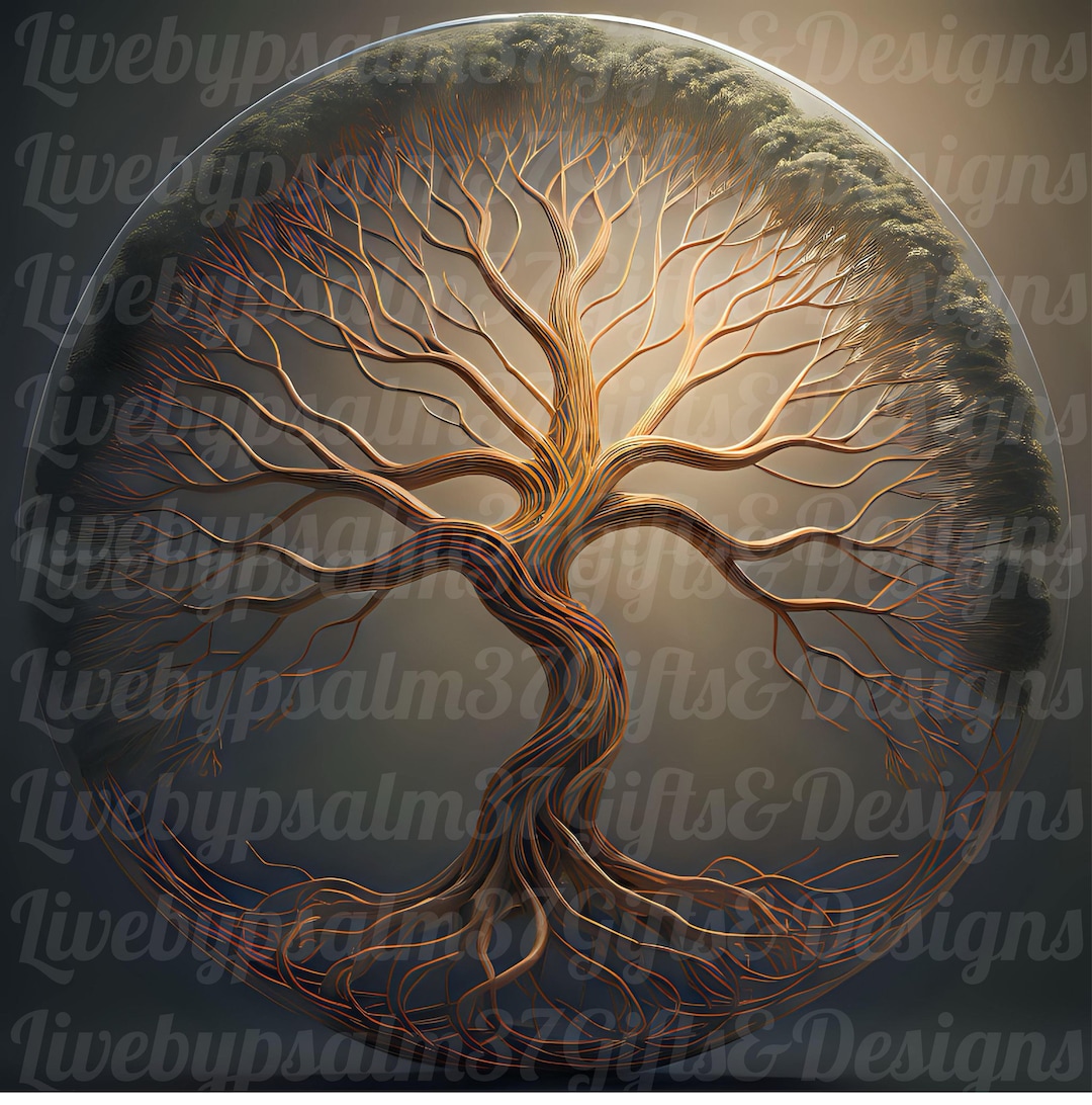 3D Tree of Life Sphere Biochemical Filament Premium AI Graphics Art 600 ...