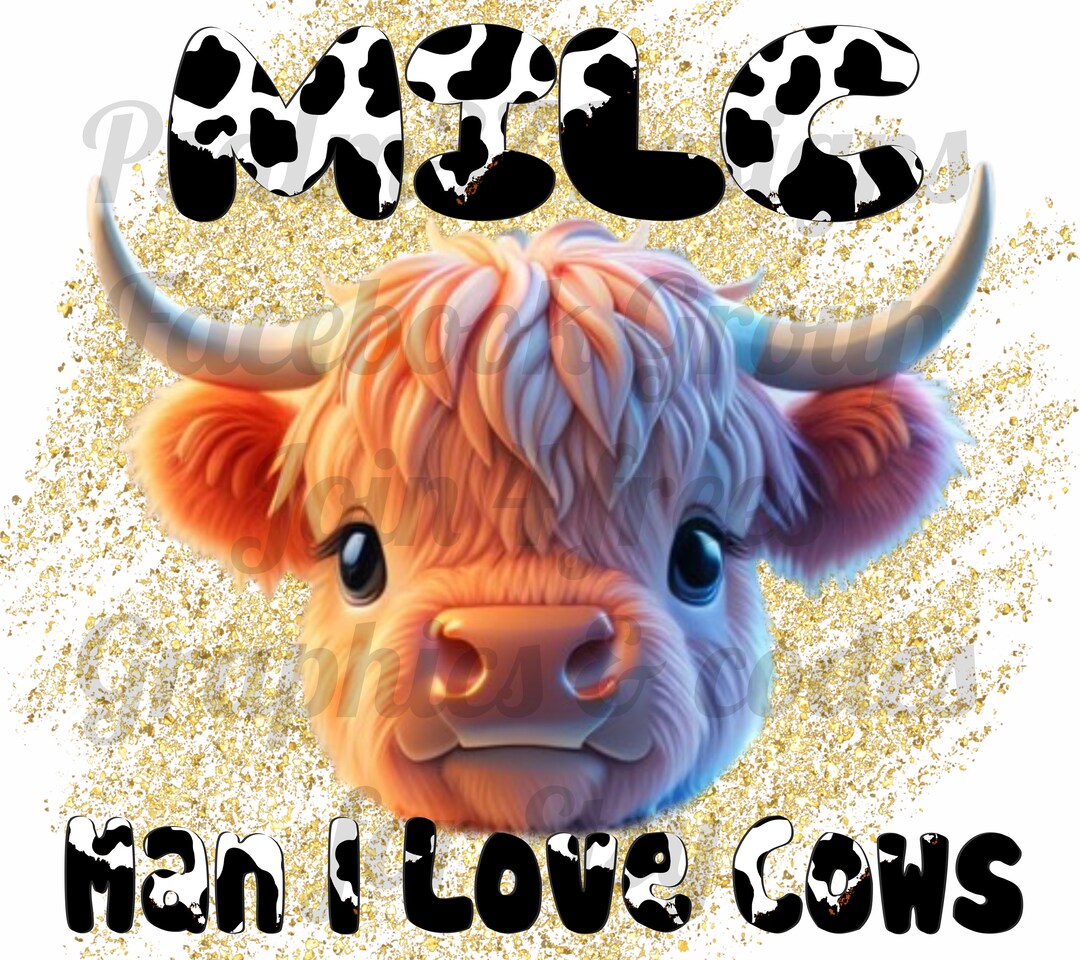 MILC Man I Love Cows Gold Glitter Highland Cow Sublimation Tumbler Wrap ...