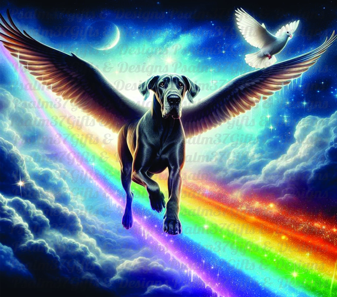 Great Dane Crossing Rainbow Bridge Png Sublimation Memorial Pillows ...