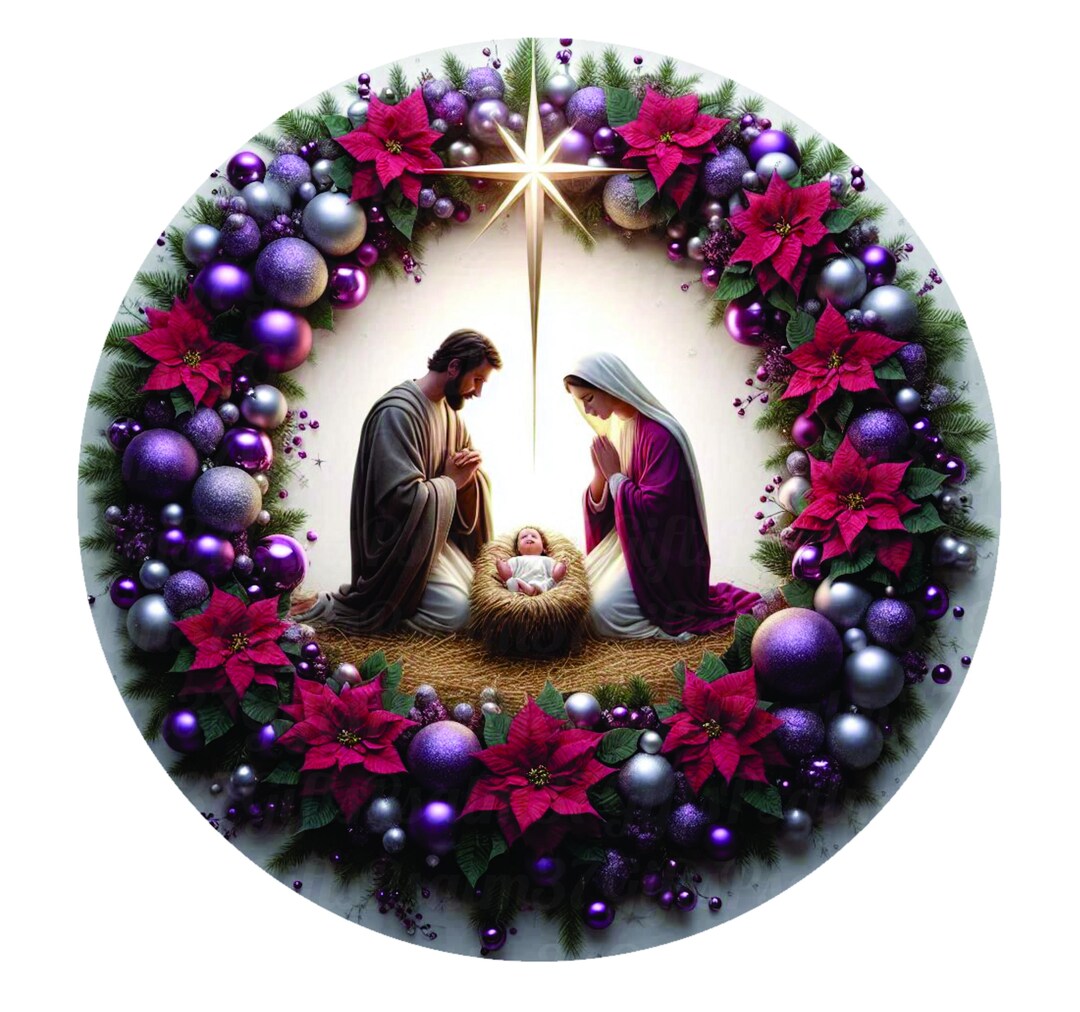 Nativity Christmas Wreath Png Jpg Pdf Craft Sublimation Wind Spinner ...